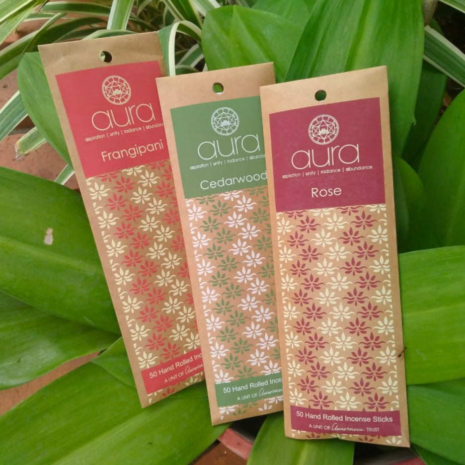 Incense 50 Sticks Set Of 3 | Hand-rolled Fragrances from Pondicherry – Aura Experience Store